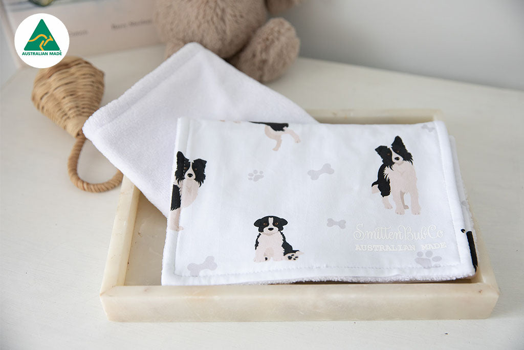 Border Collie Burp Cloth Smitten Bub Co